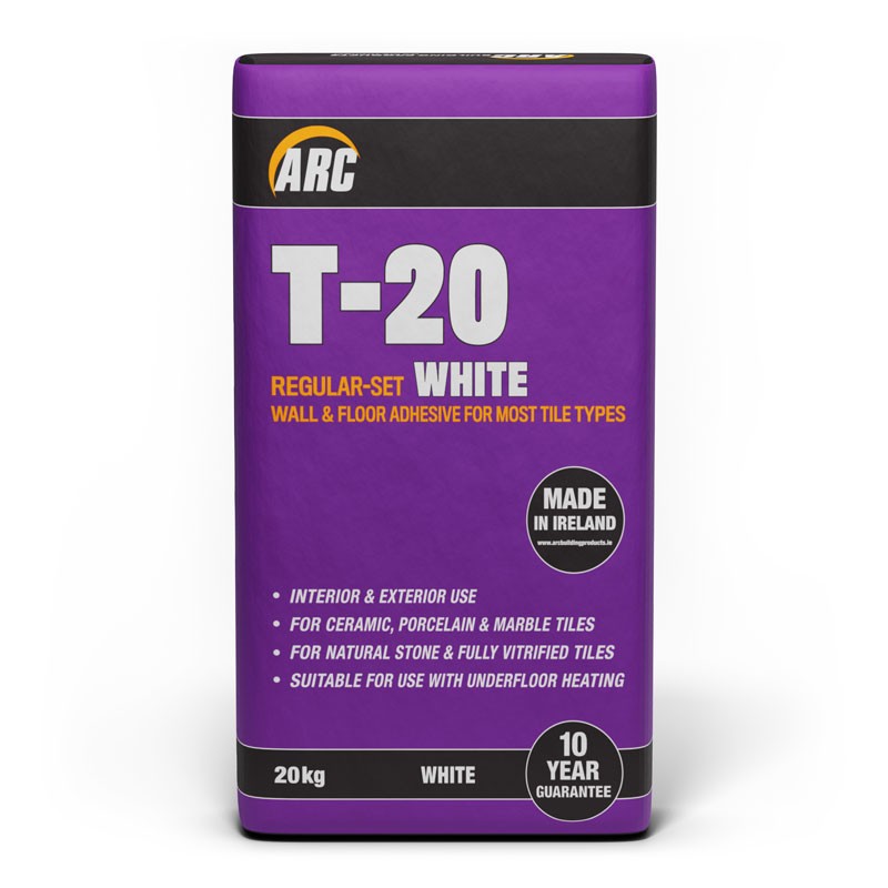 Arc T-20 white regular set tile adhesive 20kg bag END OF LINE SALE WHE ...
